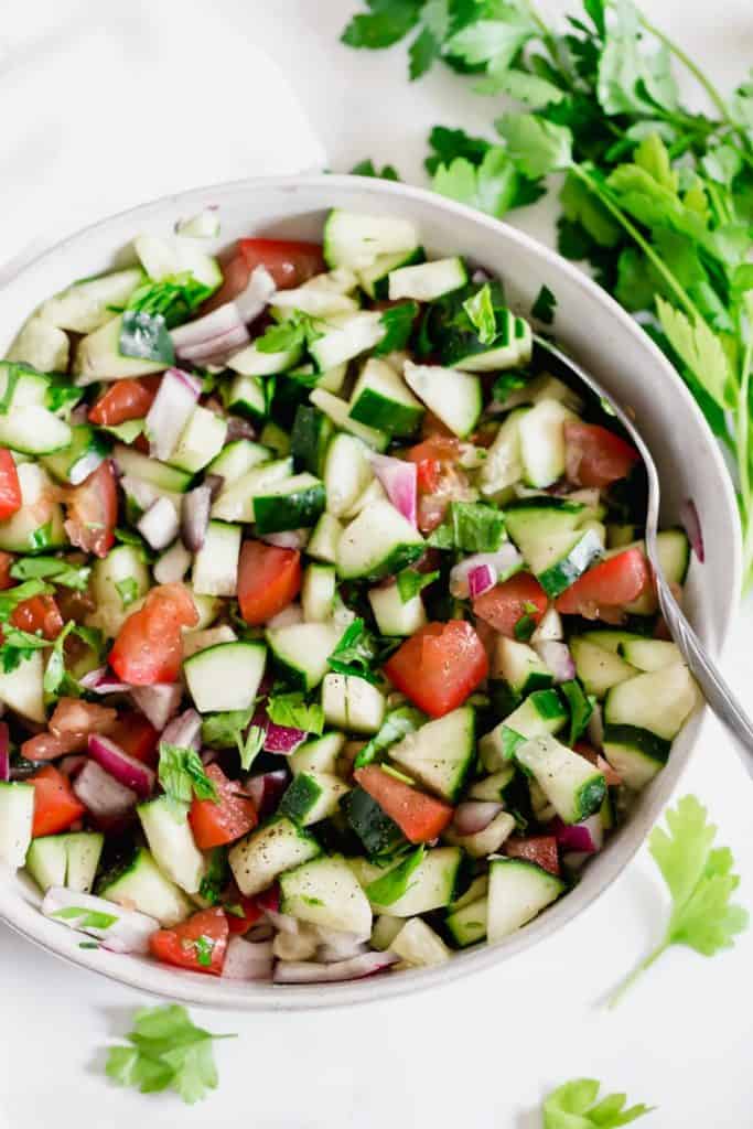 Egyptian Cucumber and Tomato Salad (Salata Baladi) | Wanderzest